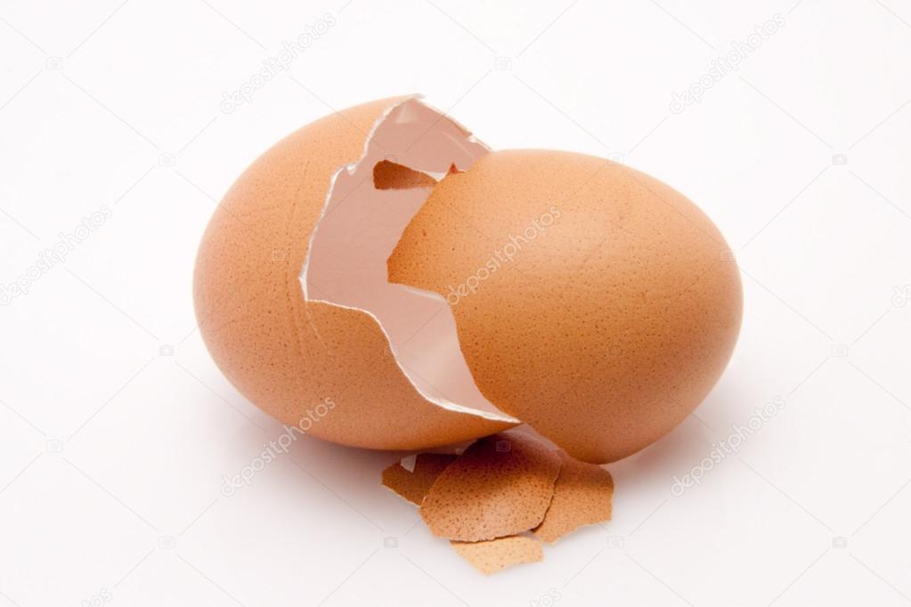 Open empty shell of an egg isolated on white background Stock Photo by ...