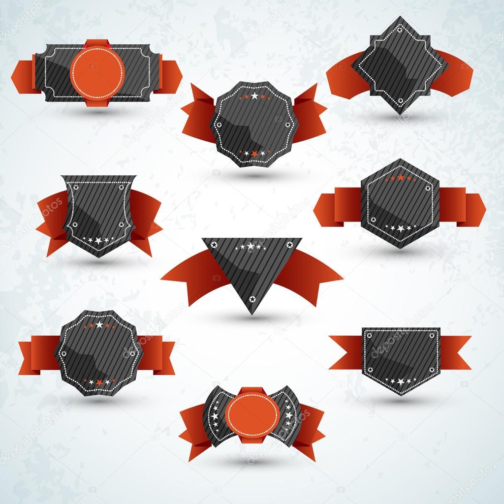 Labels vector set, modern style. Abstract black design bubbles ...