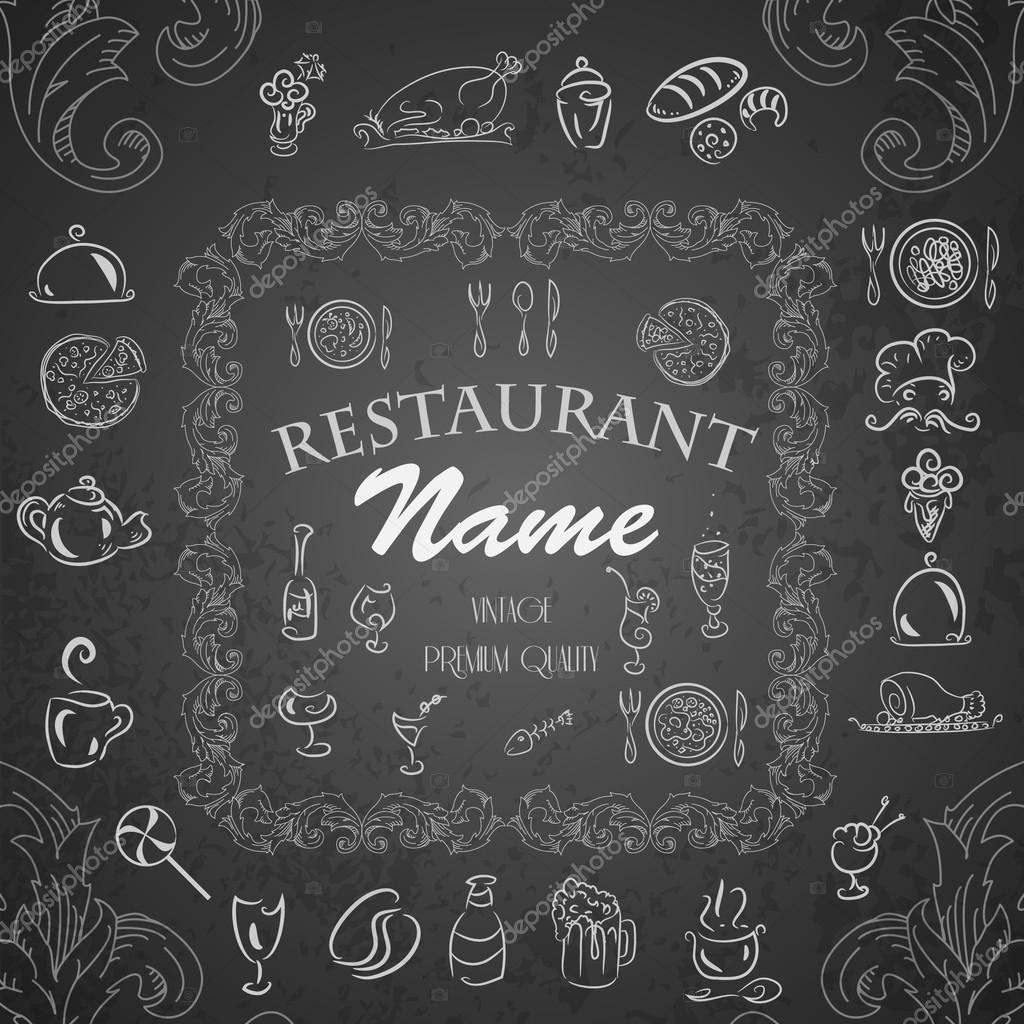 Retro vintage restaurant menu. Set of Calligraphic titles and symbols ...