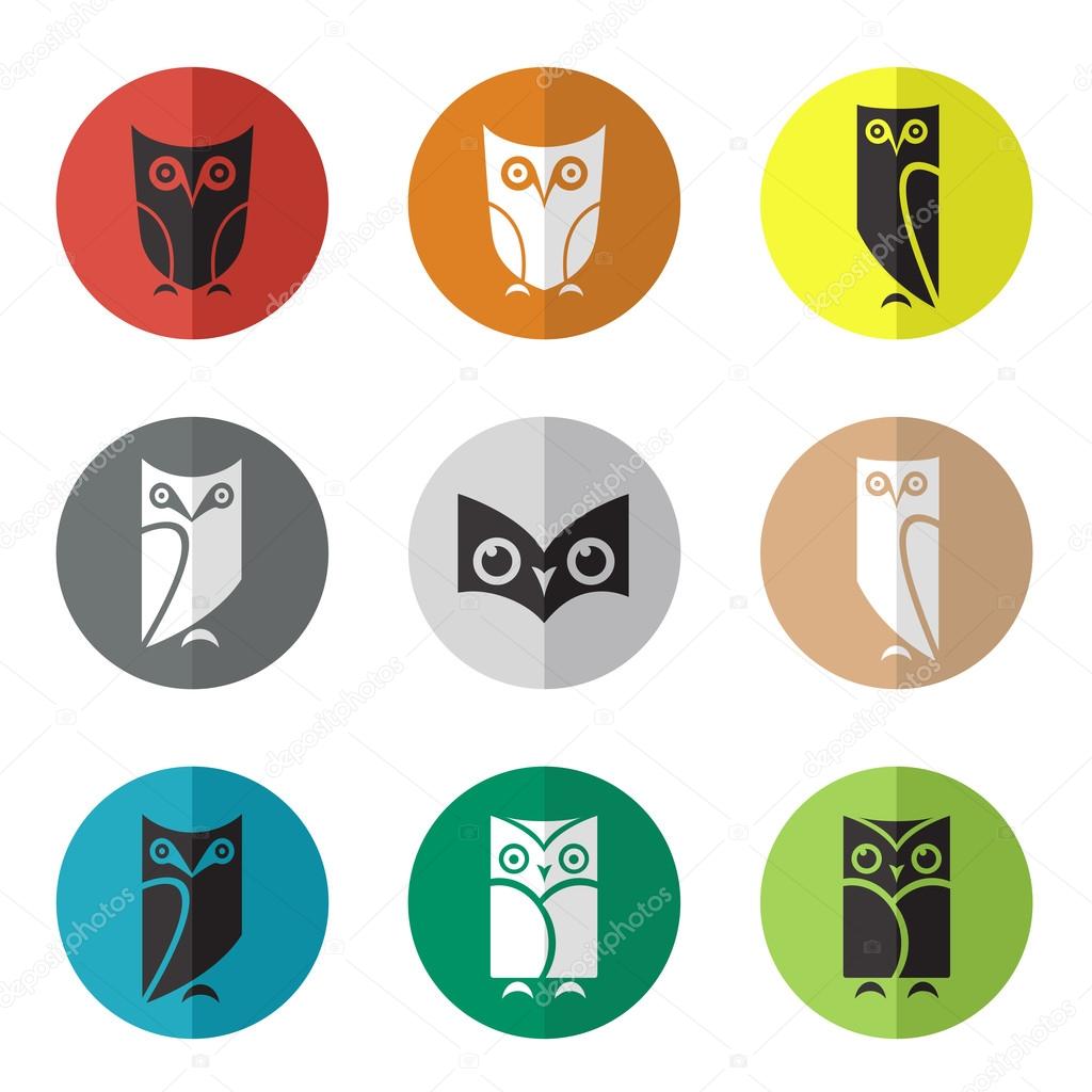 Vector group of owl in the circle Stock Vector Image by ©yod67 #48365469