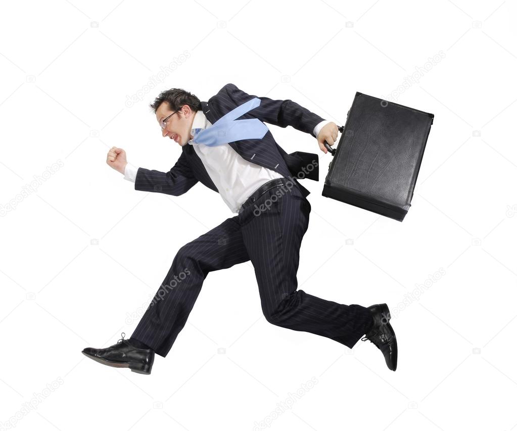 Businessman running on white background. — Stock Photo © gosphotodesign ...