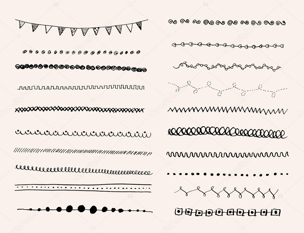 Ink hand-drawn line border set. — Stock Photo © geo-grafika #41571969