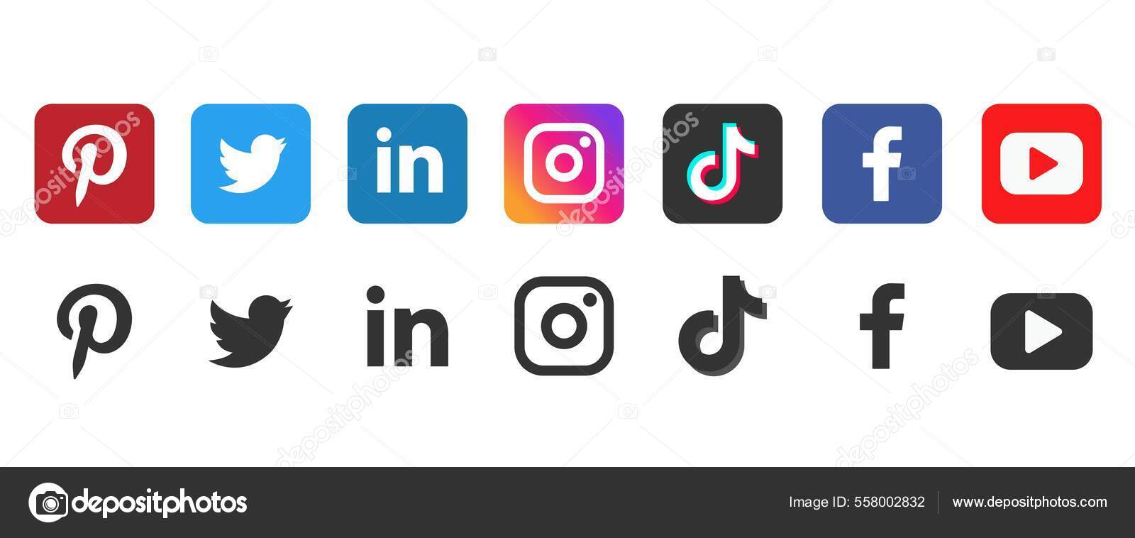Logo de redes sociales. Conjunto de logotipo de redes sociales. Redes ...