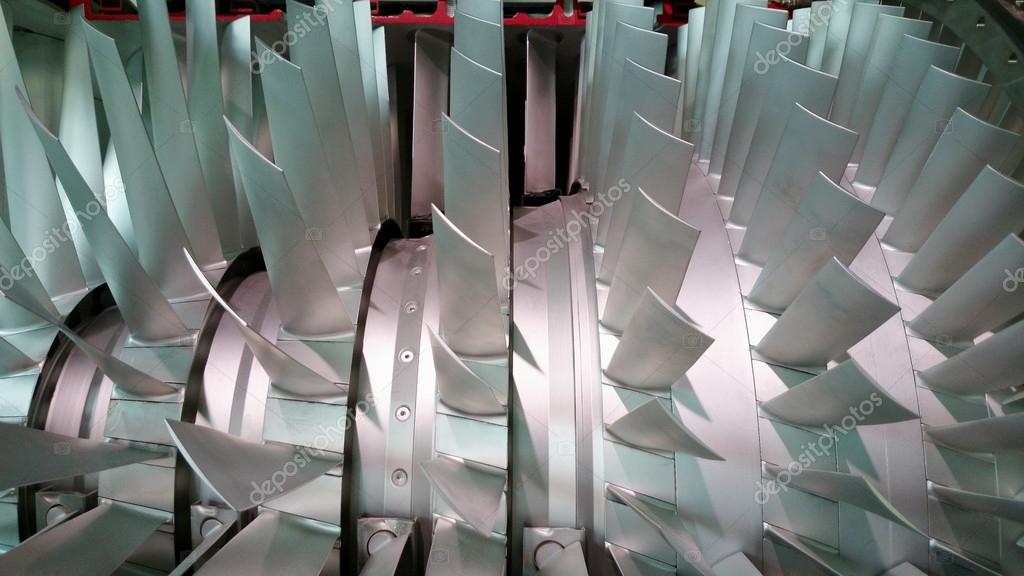 Turbine engine with cross section with inner parts Stock Photo by ...