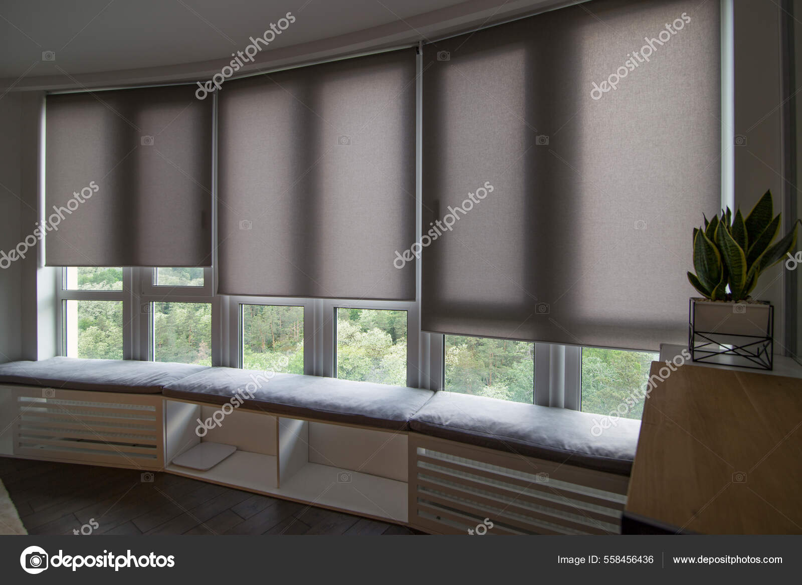 Motorized Roller Shades Interior Automatic Roller Blinds Beige Color ...