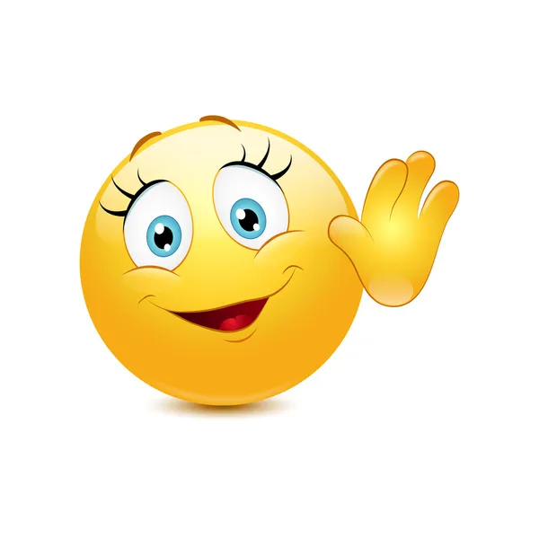 Hallo emoticon zwaaien — Stockvector #92315424