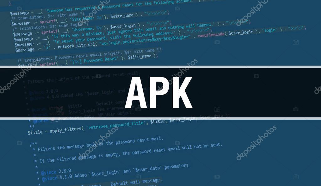 Ilustración concepto APK utilizando código para el desarrollo de ...