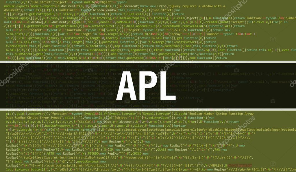 Texto APL escrito en Programming code abstract technology background of ...