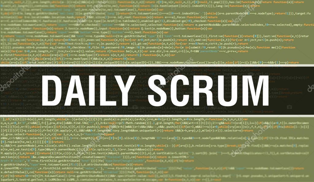 Daily Scrum with Digital java code text. Concepto vectorial de ...