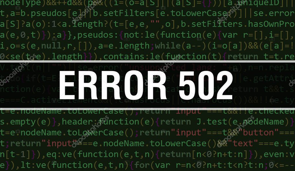 Error 502 texto escrito en el código de programación abstracta tecnología de fondo de ...