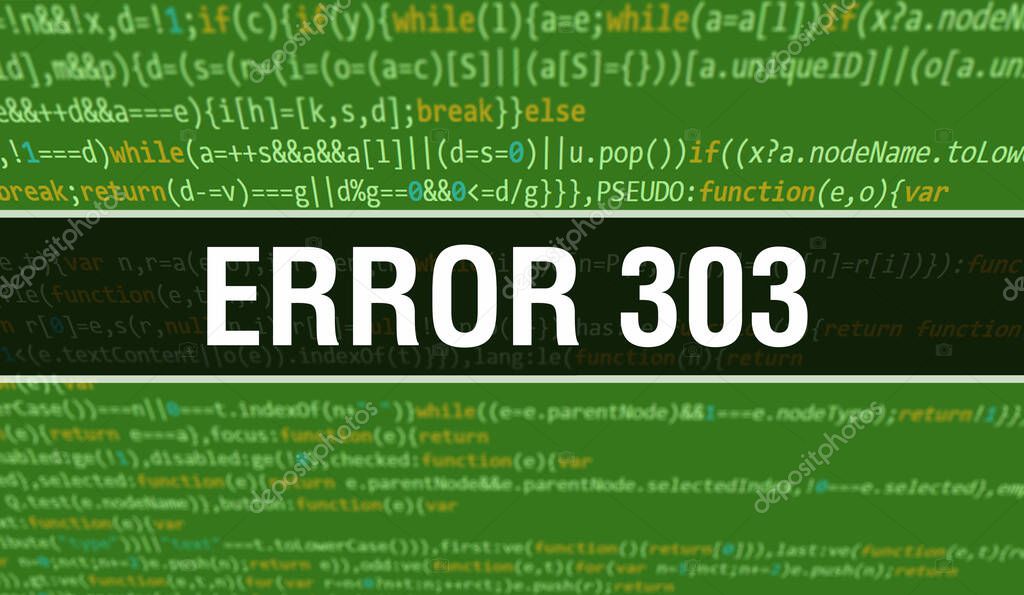 Error 303 con texto de código java digital. Error 303 y software informático de codificación ...