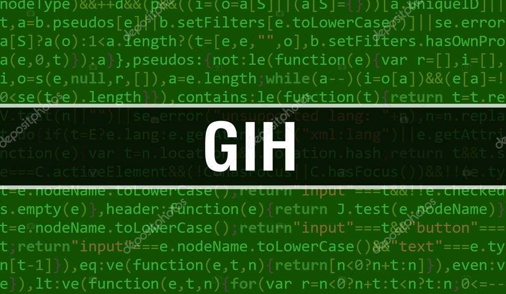 Texto de GIH escrito en Programming code abstract technology background ...