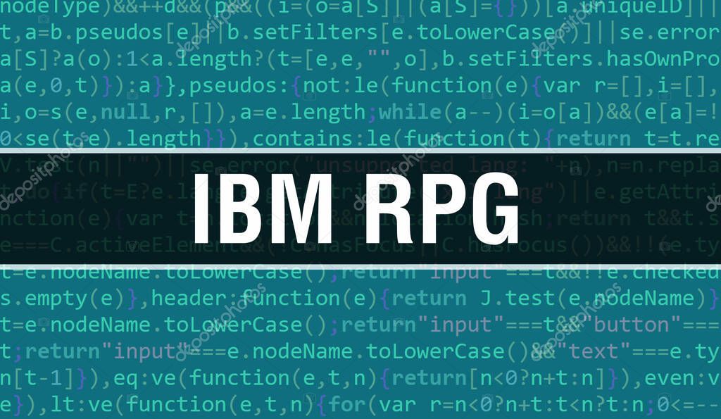 Concepto IBM RPG con partes aleatorias de código de programa.Texto IBM ...