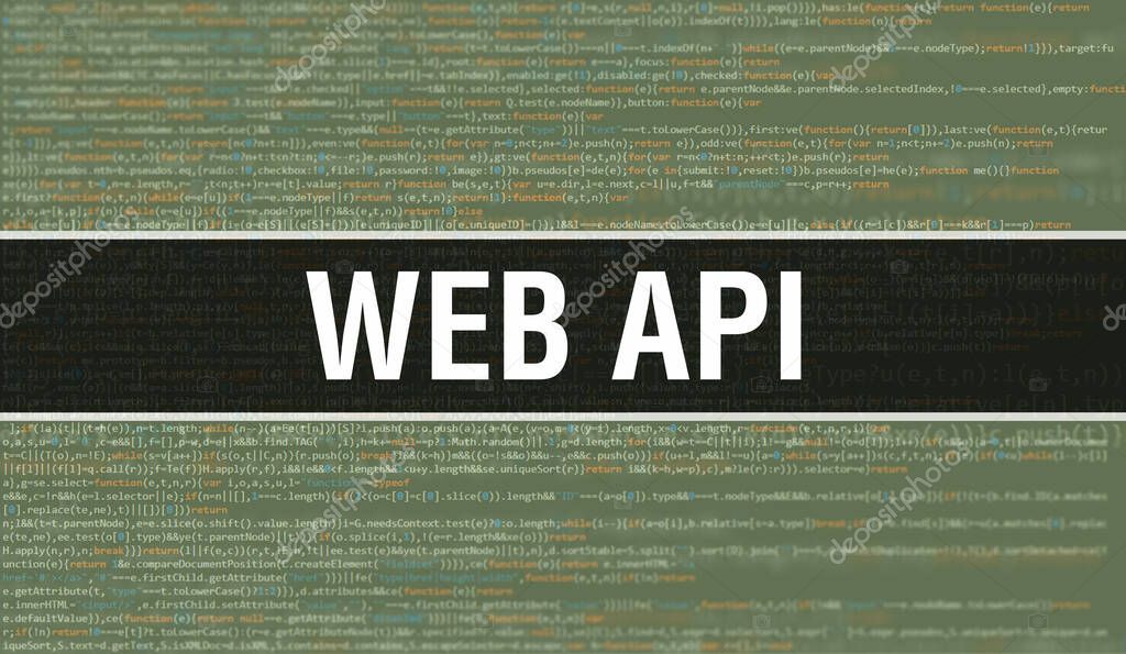 Texto de la API web escrito en Programming code abstract technology background of software ...