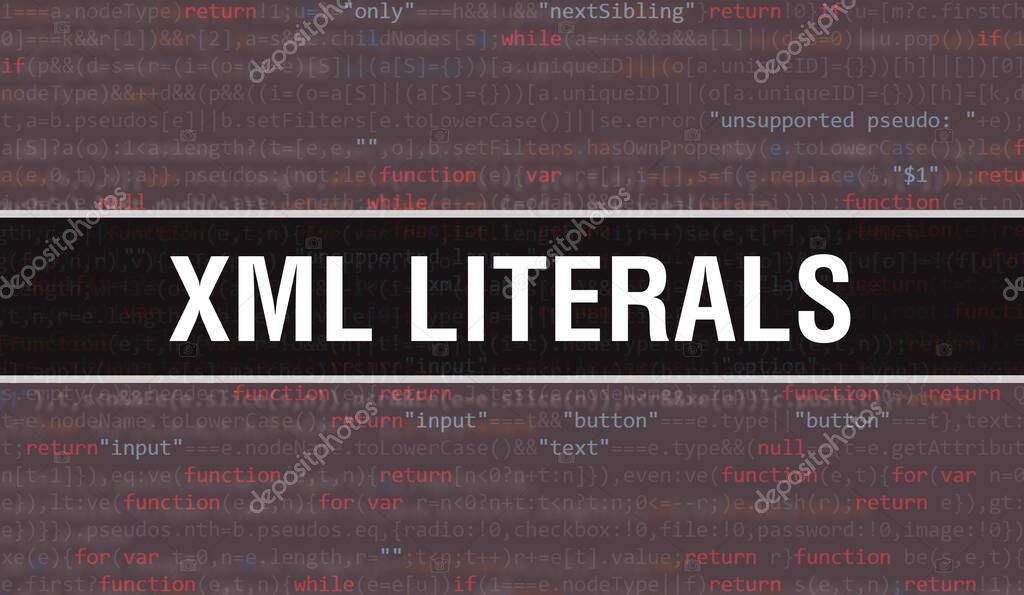 XML Literals with Binary code digital technology background (en inglés). Fondo abstracto con ...
