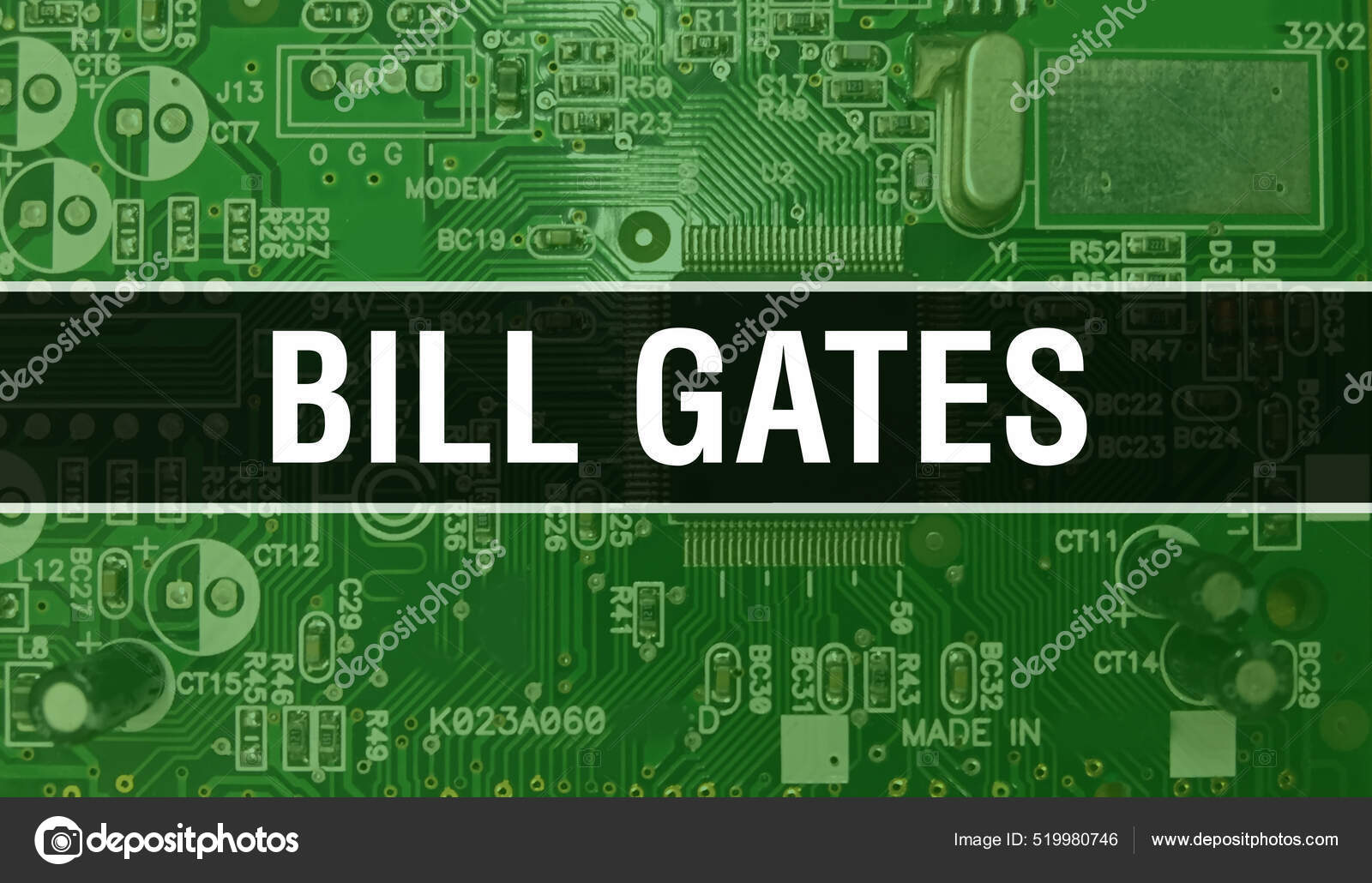 Bill Gates Text Written Circuit Board Electronic Abstract Technology ...