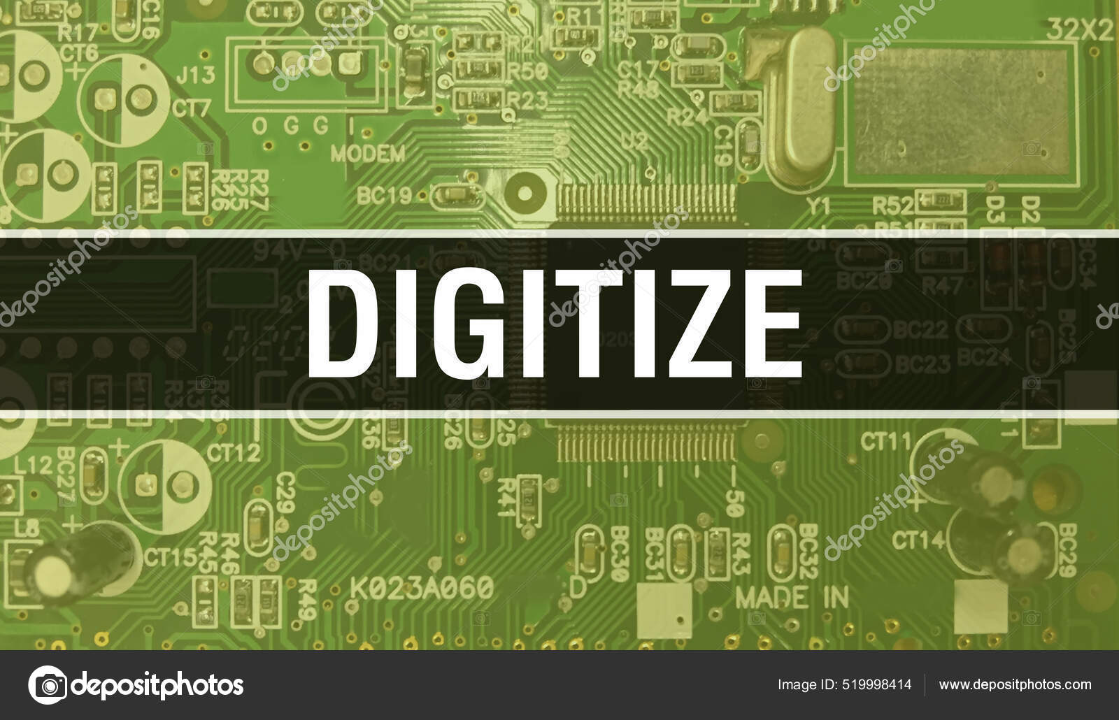 Digitize Concept Computer Motherboard Digitize Text Written Technology ...