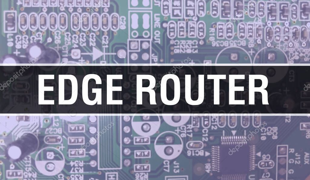 Edge Router concepto con placa base de ordenador. Edge Router texto ...