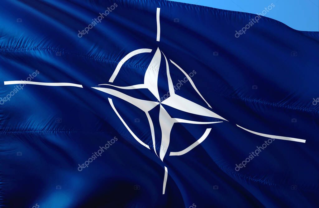Bandera OTAN. National 3d rendering North Atlantic Treaty Organization ...