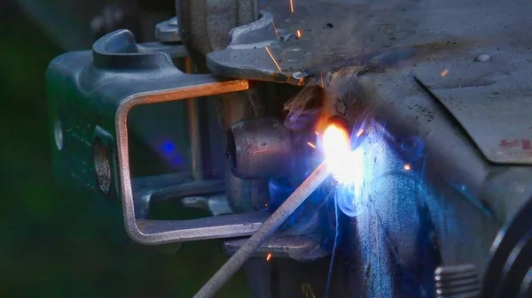 close-up shot of welding metal with sparks - Stock Image - Everypixel