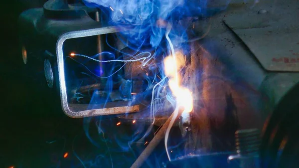 close-up shot of welding metal with sparks - Stock Image - Everypixel