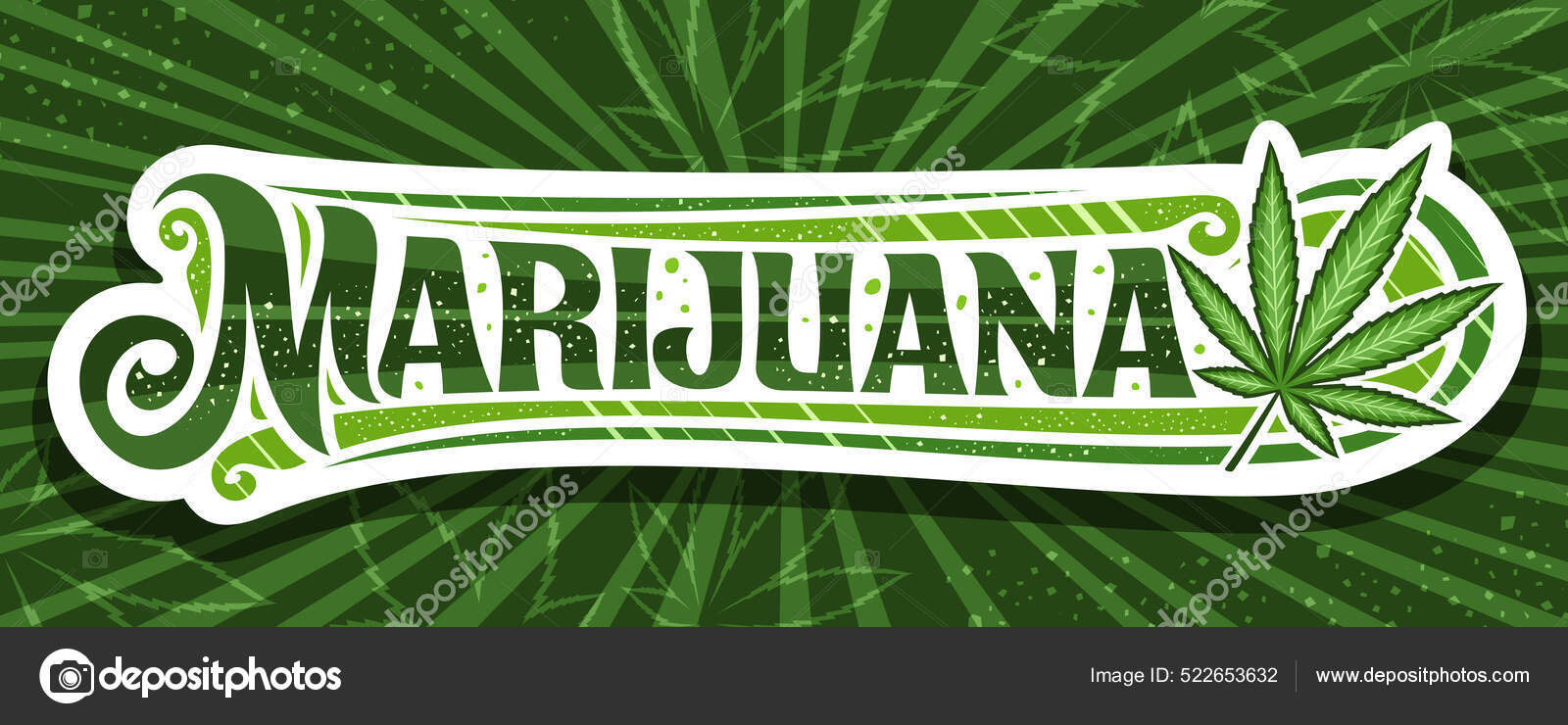 Vector Banner Marijuana Horizontal Cut Paper Signboard Illustration Marijuana Leaf Stock Vector ...