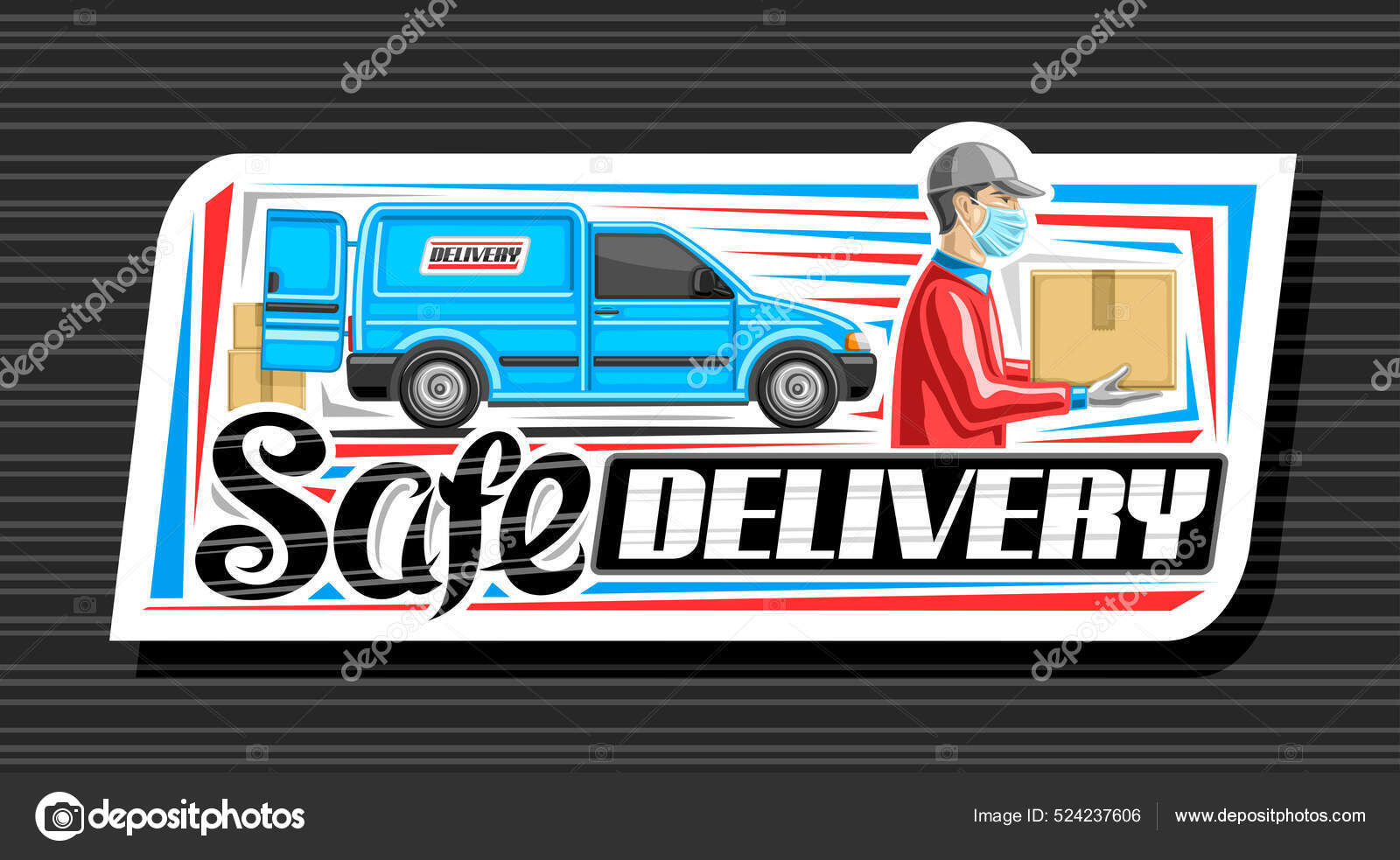 Vector Logo Safe Delivery Cut Paper Signage Illustration Man Latex ...