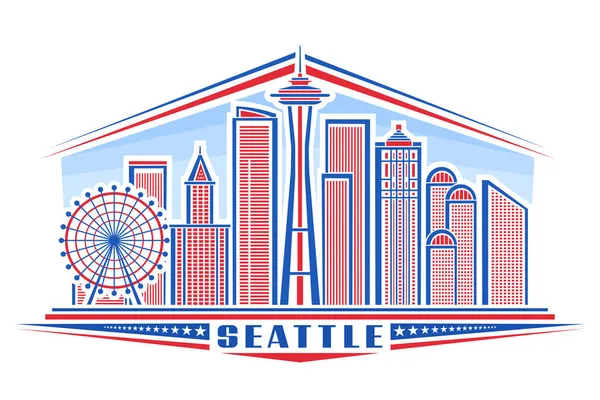 Vector Illustration Seattle Monochrome Horizontal Poster Outline Design ...