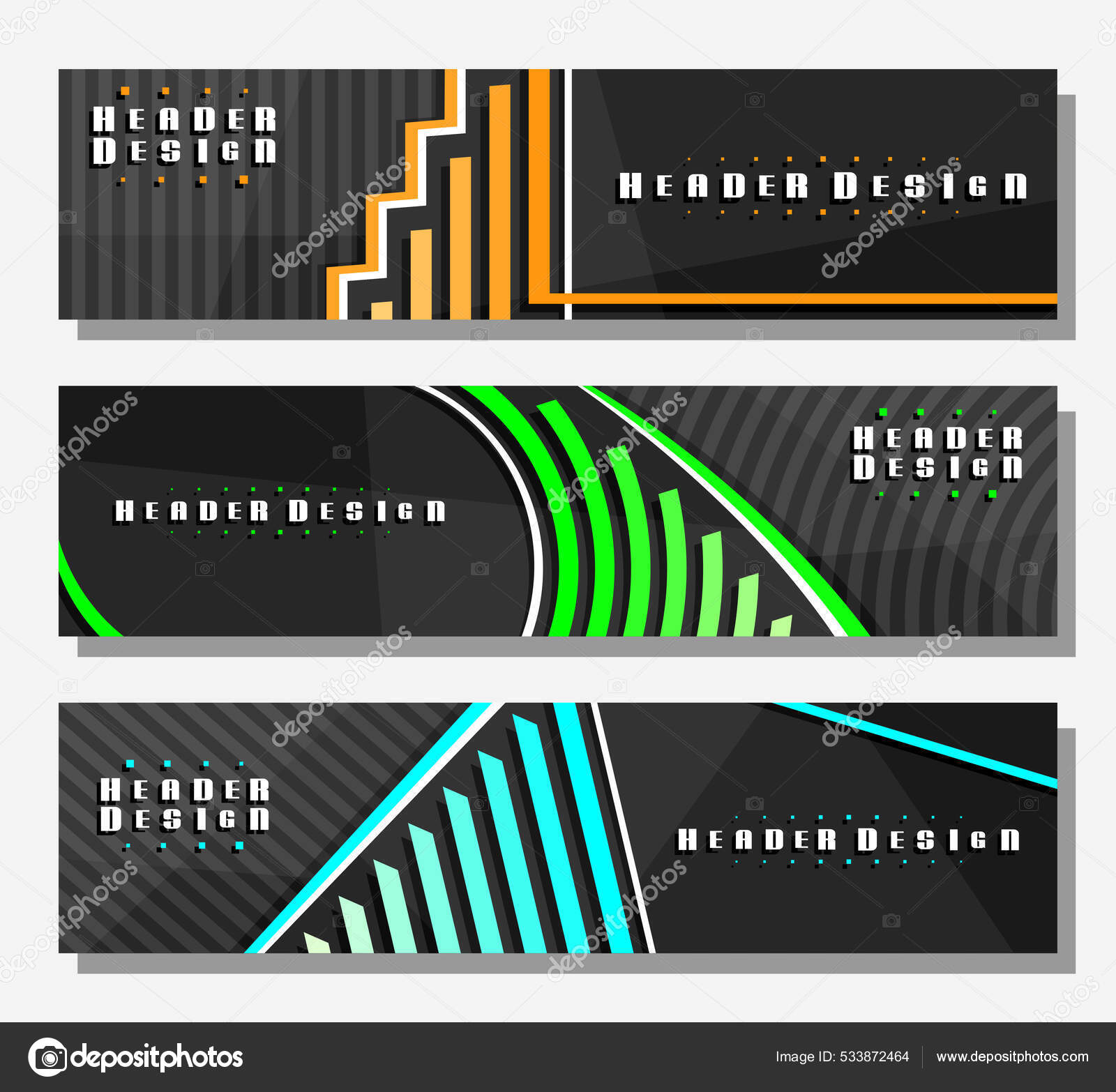Vector Headers Set Colorful Layouts Decorative Design Curves Copy Space ...