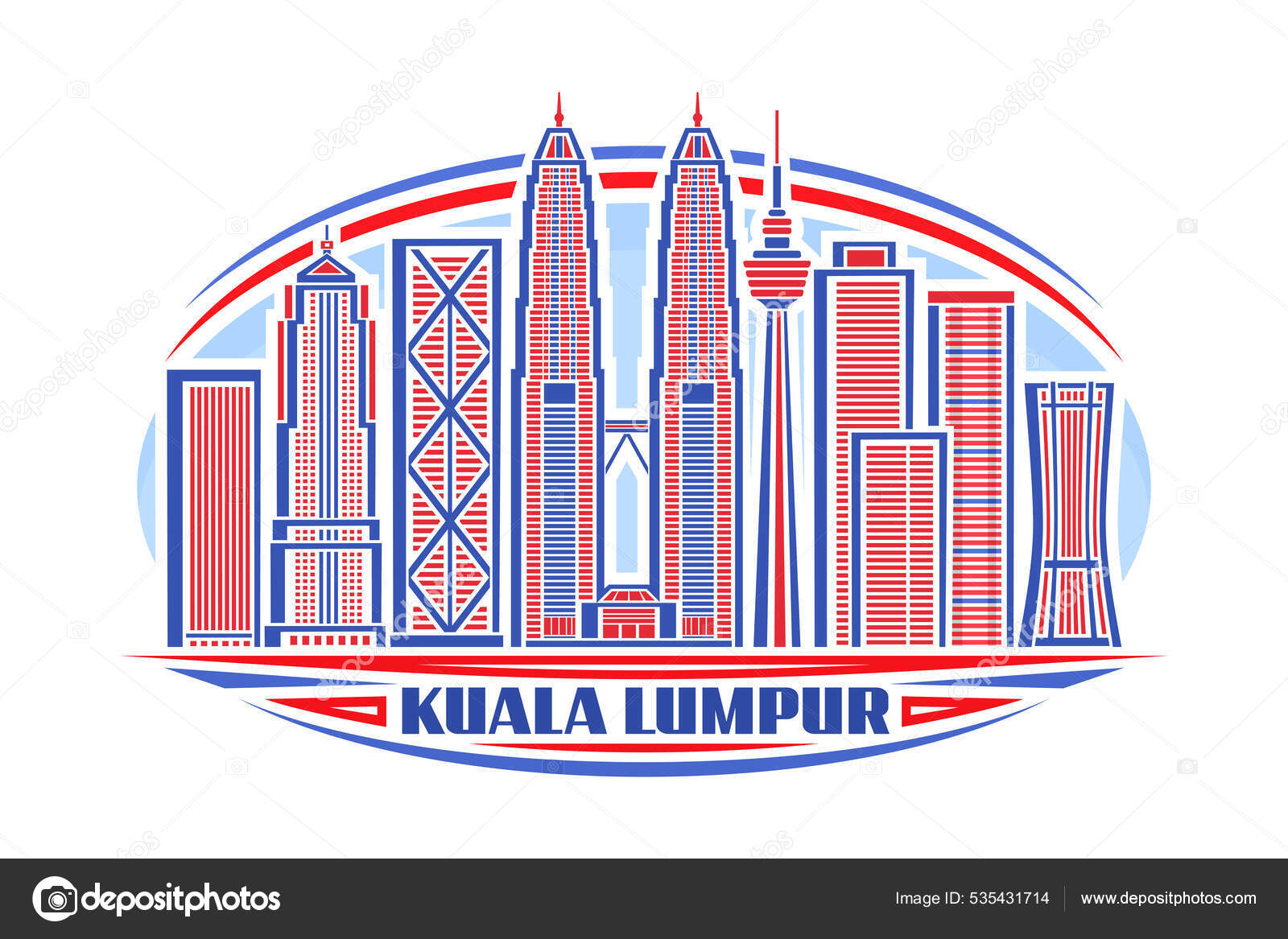 Vector Illustration Kuala Lumpur Horizontal Logo Linear Design Famous ...