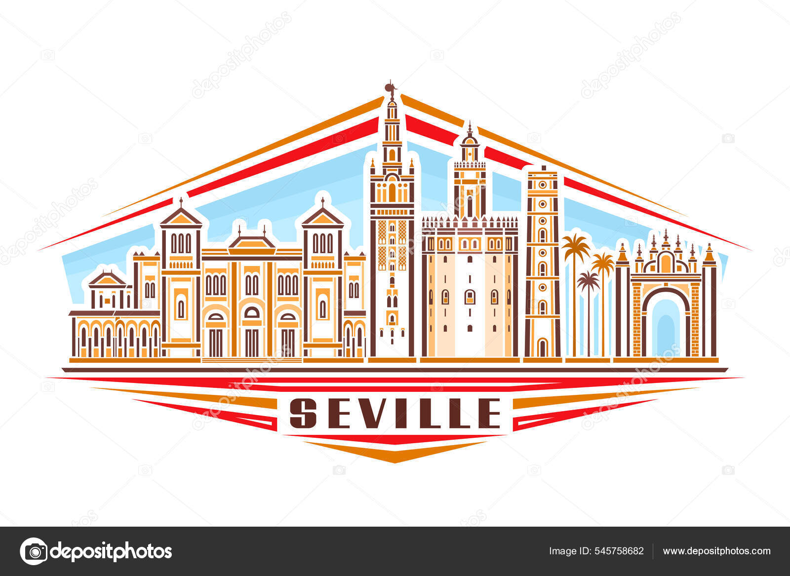 Vector Illustration Seville Horizontal Logo Linear Design Famous ...
