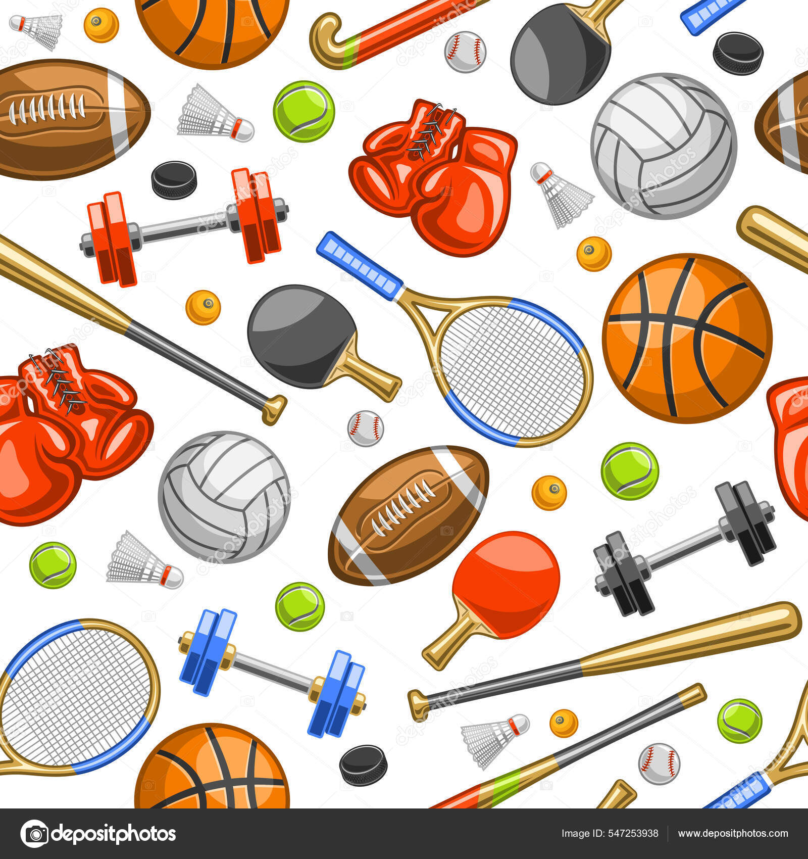 Vector Sports Seamless Pattern Square Repeating Background Cut Out ...