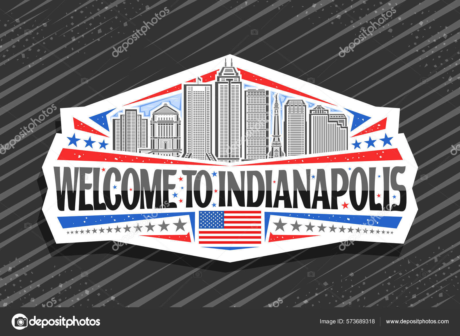 Vector Logo Indianapolis White Decorative Label Outline Illustration ...
