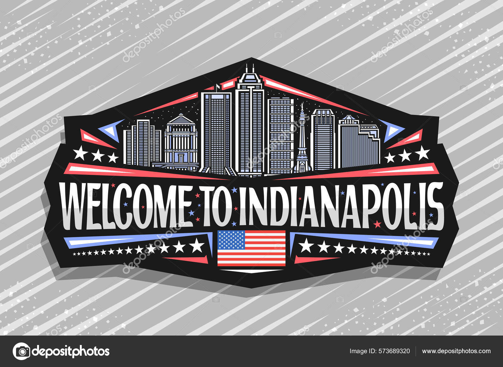 Vector Logo Indianapolis Black Decorative Label Outline Illustration ...