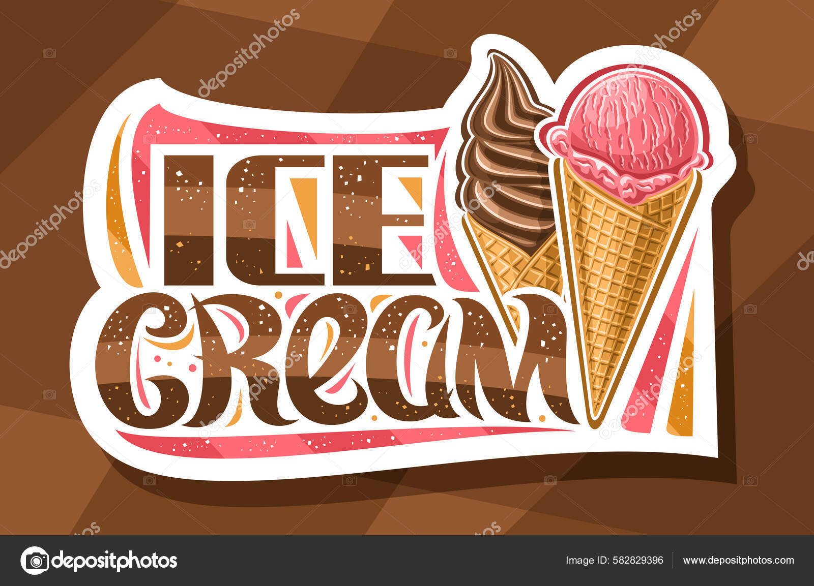 Logotipo Del Vector Para Helado Tablero Decorativo Del Letrero Del ...