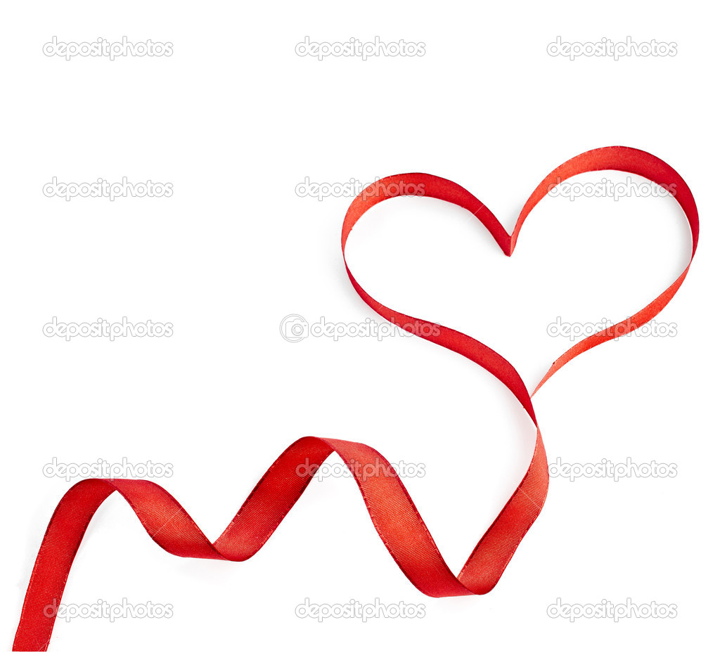 Red heart ribbon bow isolated on white background — Stock Photo ...