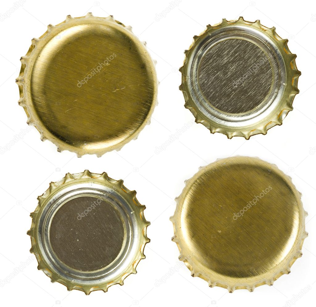 Beer bottle caps Isolated on white background — Stock Photo © Madllen ...