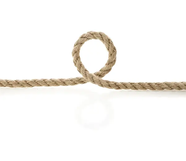 Jute rope with knot on white background — Stock Photo © Madllen #14162544