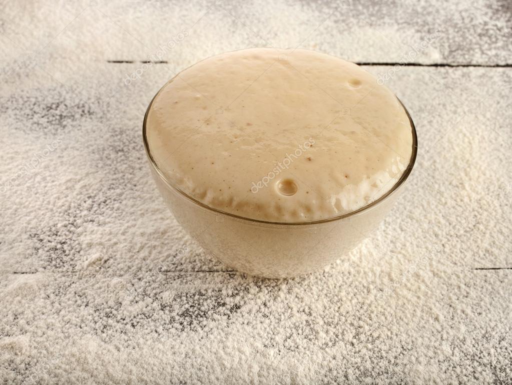 Rising Yeast Dough in glass bowl Stock Photo by ©Madllen 41480569