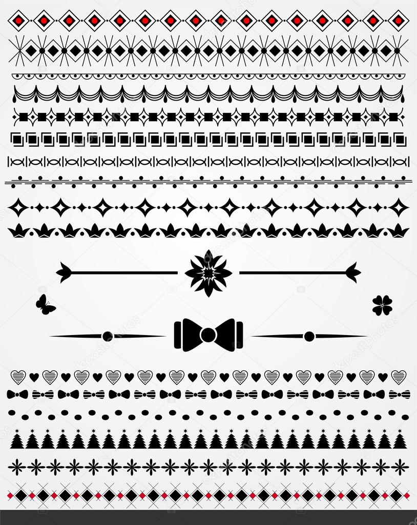 Page dividers, borders, and decorations, black and white Stock Vector ...
