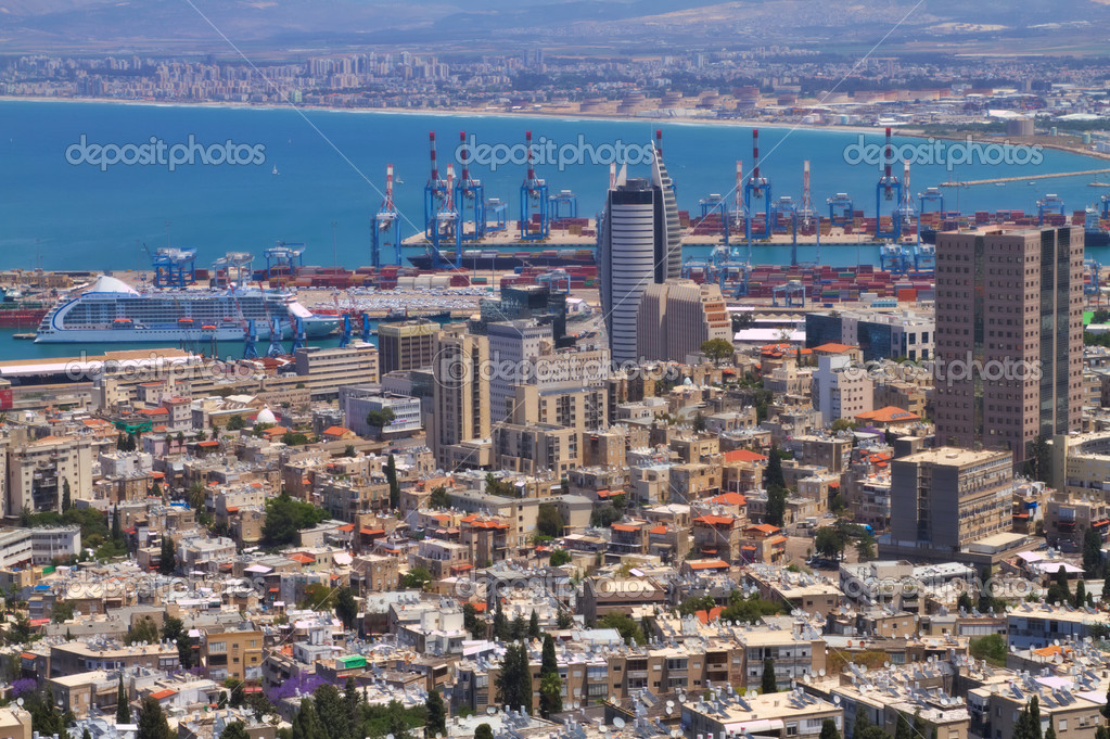 Haifa city view from the Bahai gardens, Israel — Stock Photo © vladi79 ...