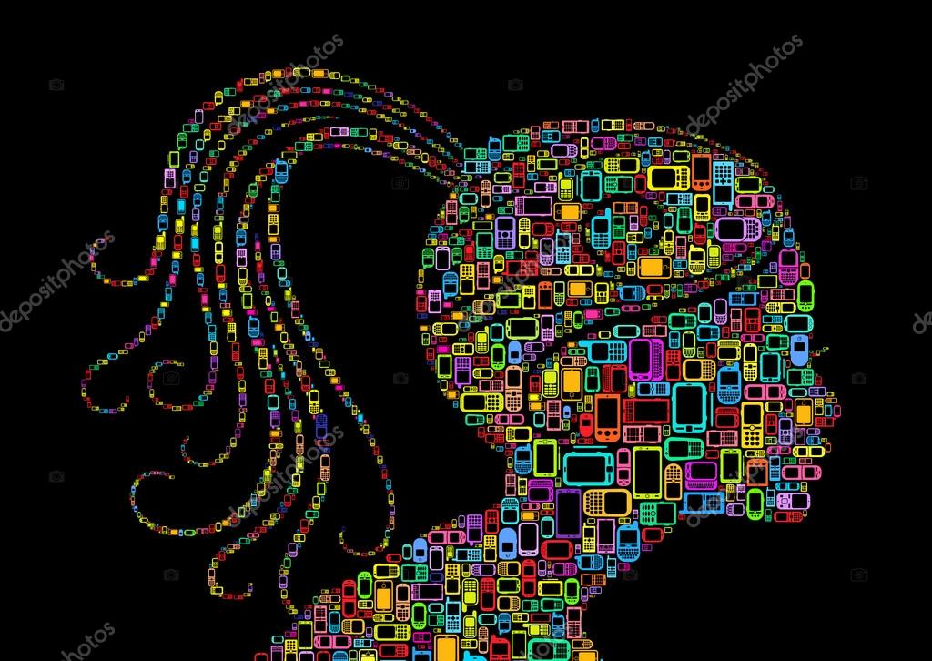 Smart mobile girl profile Stock Vector by ©renomartin 13704384