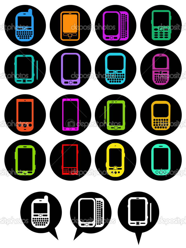 Smartphones Icons in vivid colors Stock Vector by ©renomartin 13704613