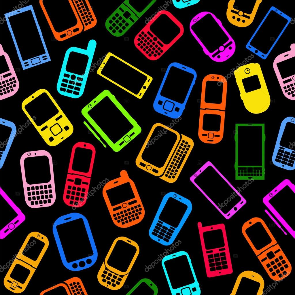 Smartphones and Cellphones seamless pattern. Stock Vector Image by ...