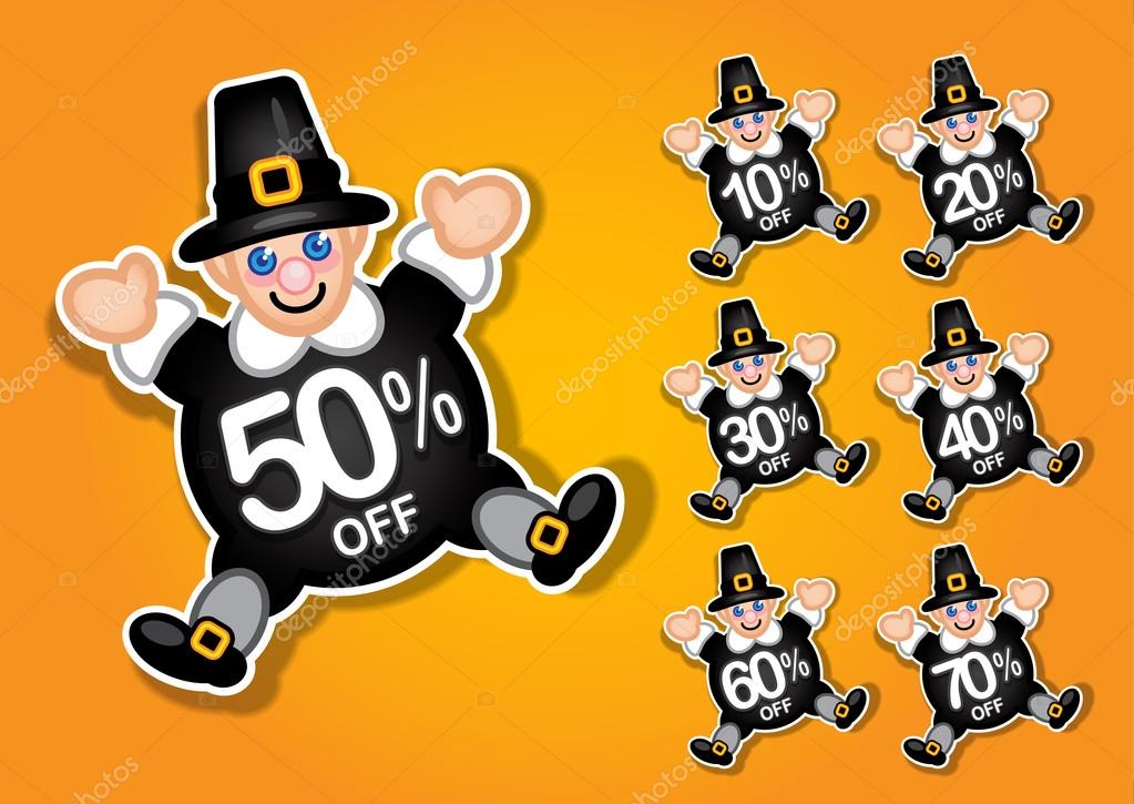 Thanksgiving Pilgrim Label / Sticker Stock Illustration by ©renomartin ...