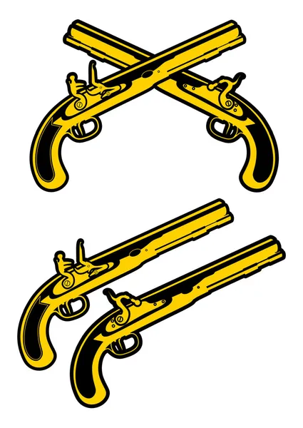 Vintage Crossed Flintlock Pistols Silhouette — Stock Vector ...