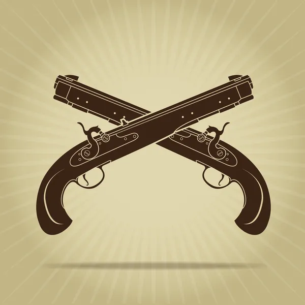 Vintage Crossed Flintlock Pistols Silhouette — Stock Vector ...