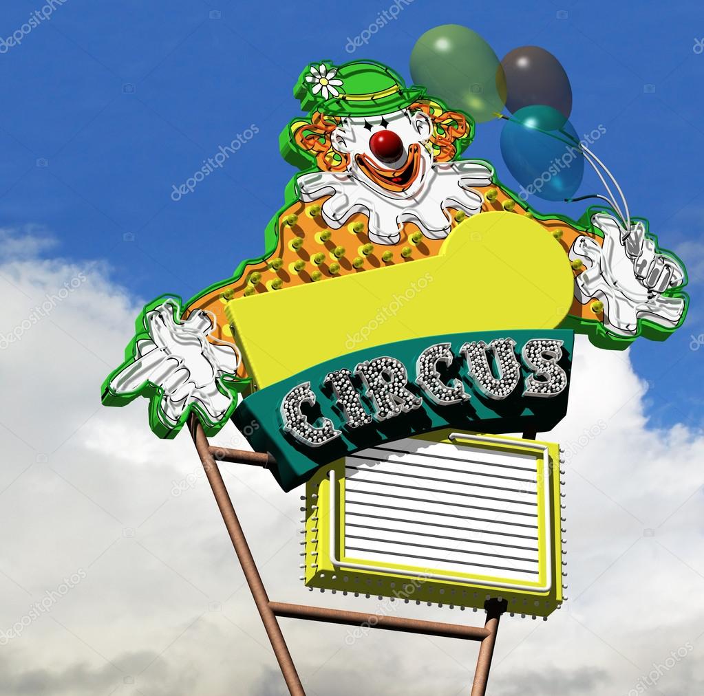 Circus Clown Neon Sign Stock Illustration by ©rossstudio #13892104