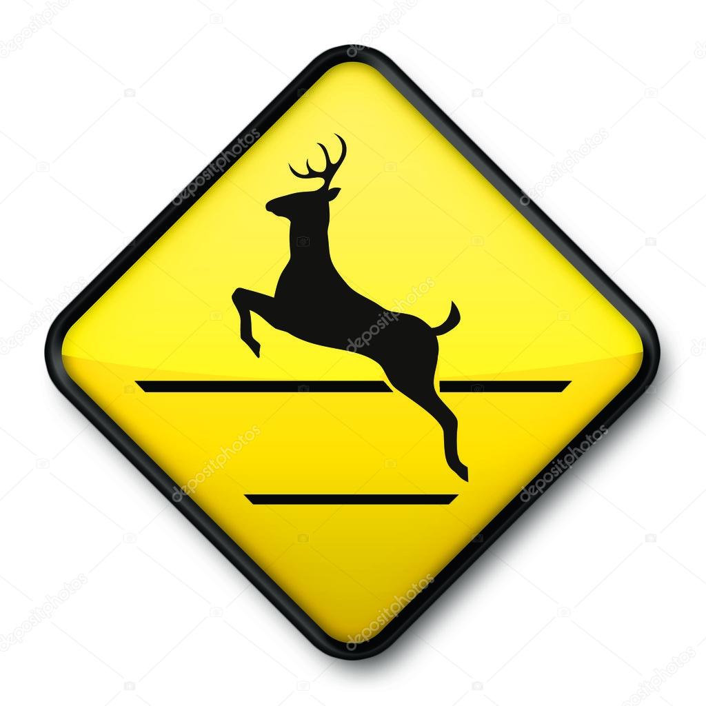 Jumping Deer Crossing Sign — Stock Photo © rossstudio #13892162