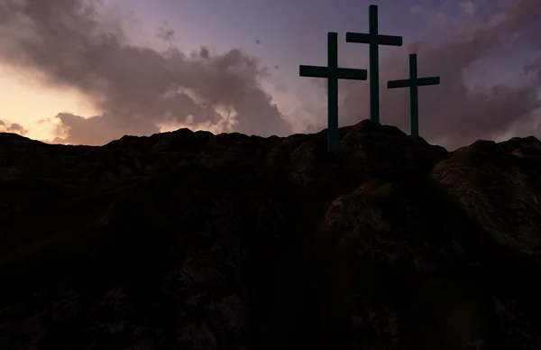 Three Crosses at Sunset — Stock Photo © vitanovski #66795103